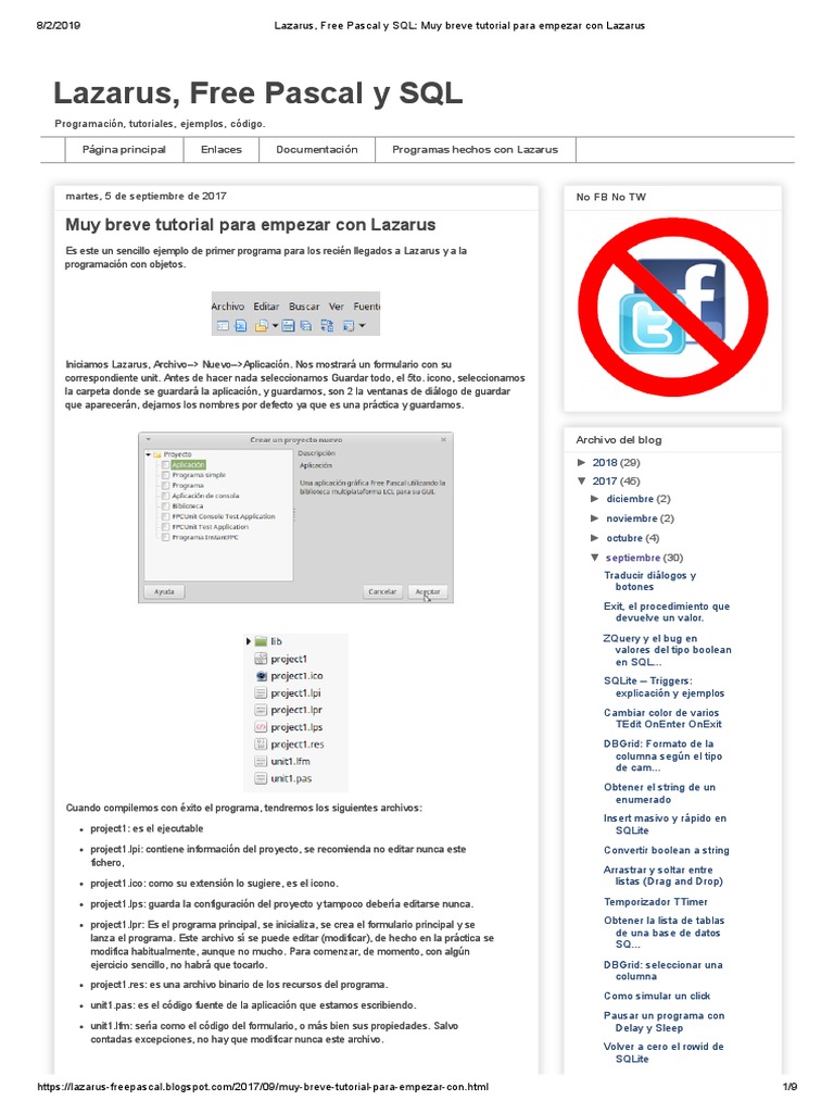 (2017) Lazarus, Free Pascal y SQL - Muy Breve Tutorial para Empezar Con Lazarus PDF | PDF ...