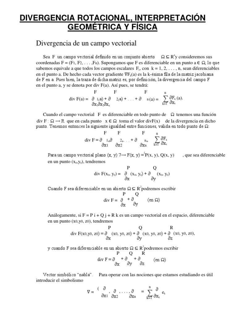 4.11 Divergencia rotacional, interpretación geométrica y física.