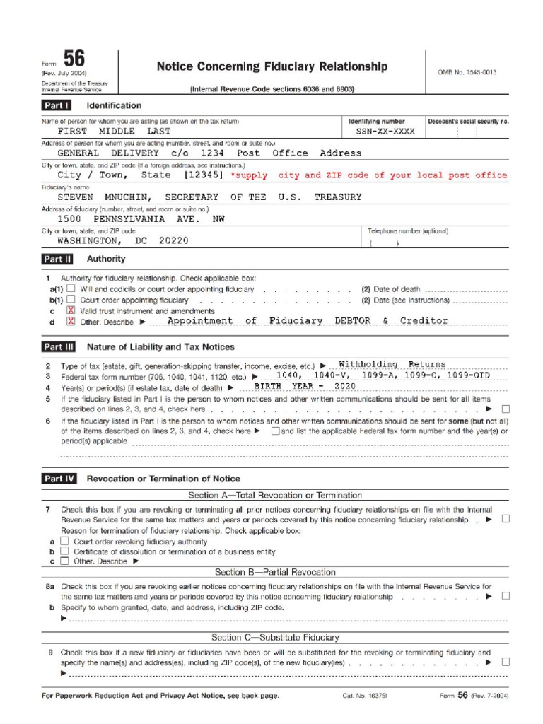 Form 56 IRS Template | PDF