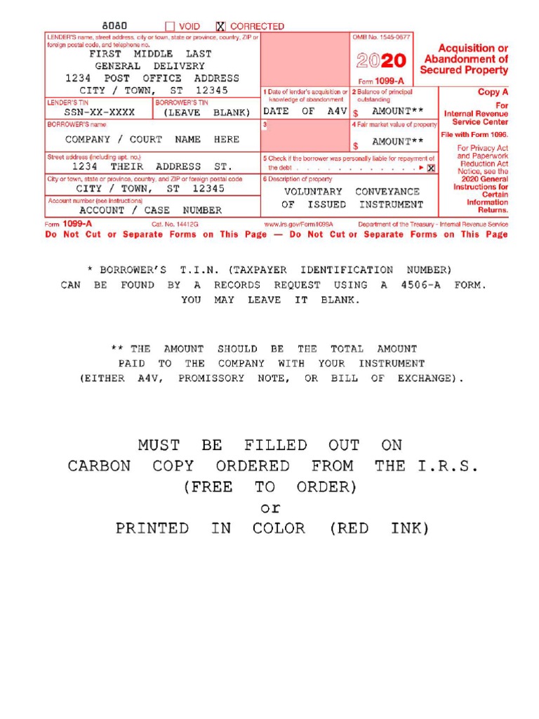 Form 1099-A IRS Template | PDF