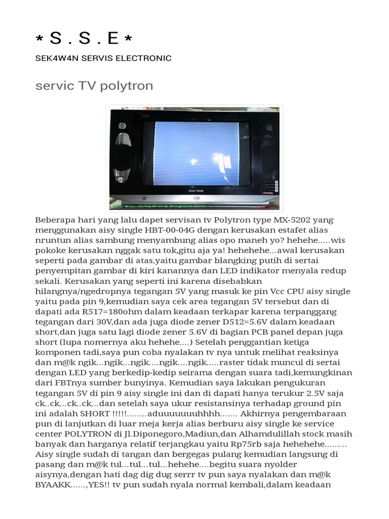 Servic TV Polytron - HTML | PDF | Metode & Bahan Ajar | Teknologi & Rekayasa