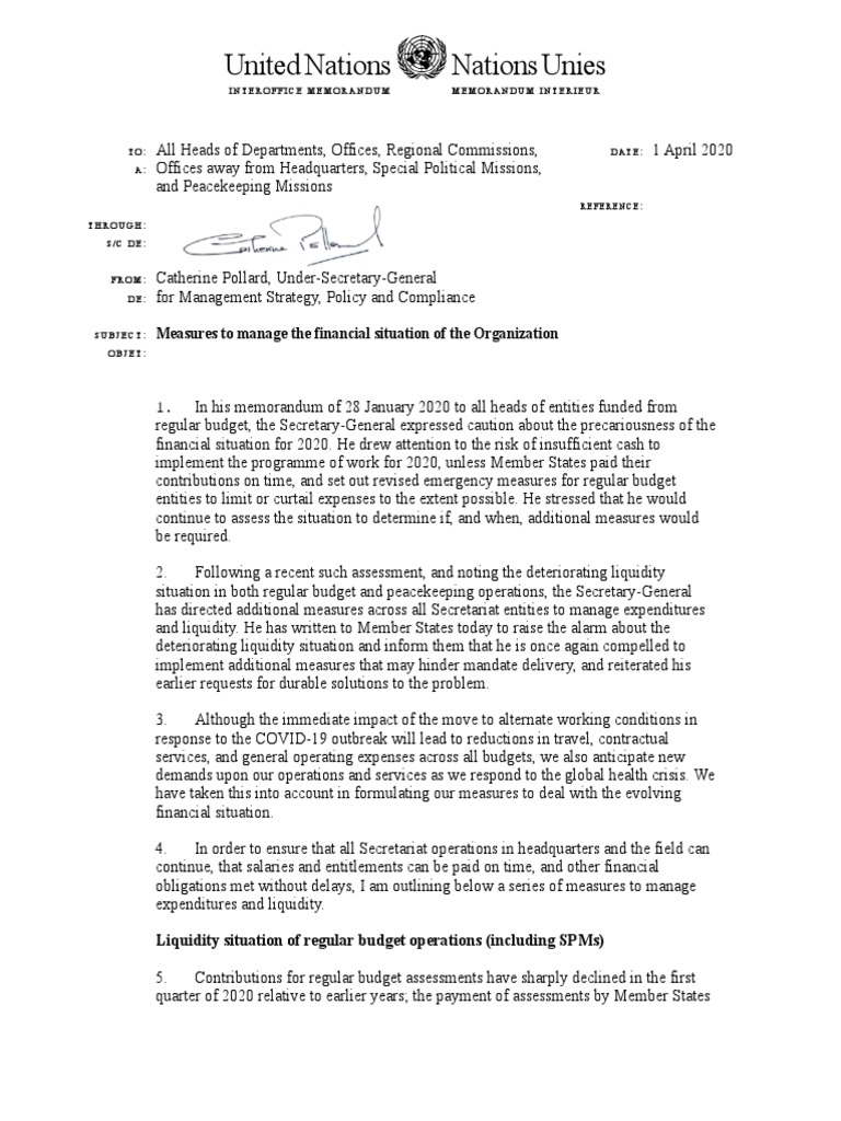 UN of Guterres Lies About Hiring Freeze, Memo Here | PDF | United ...