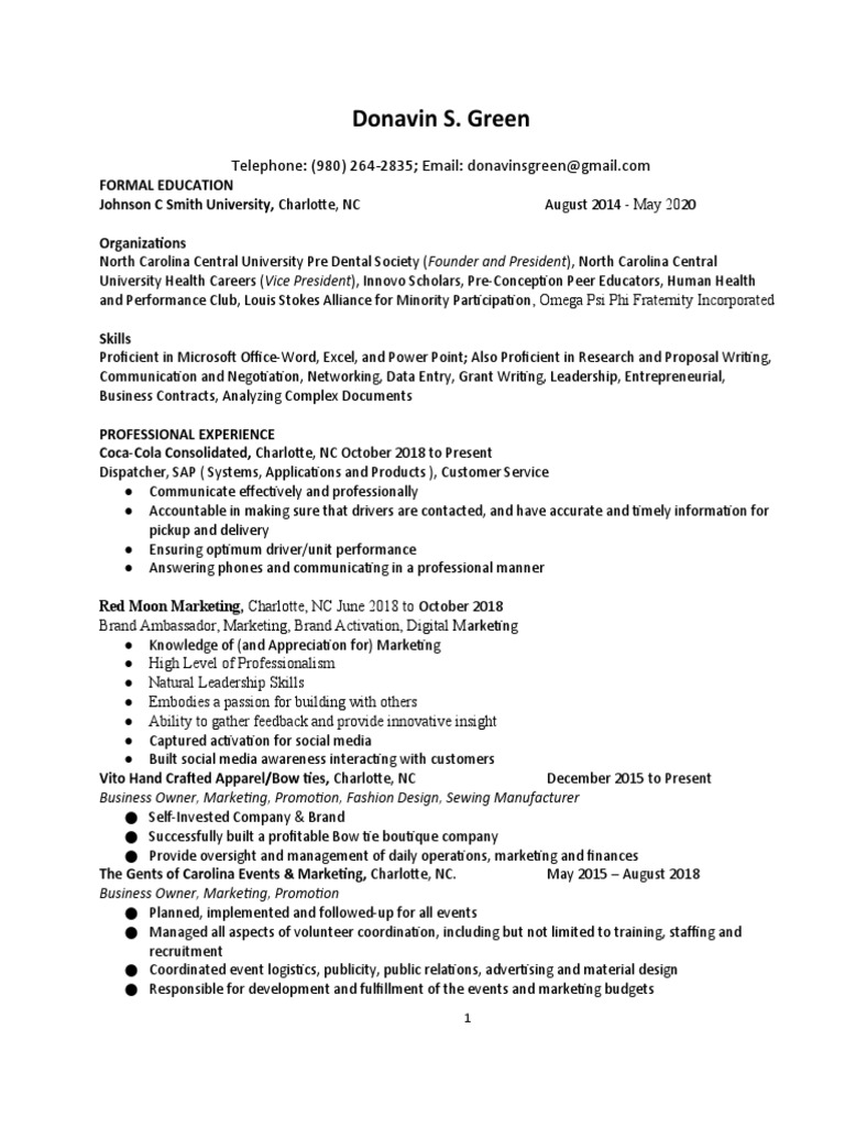 Resume 2019 Updates | PDF | University Of North Carolina At Chapel Hill ...