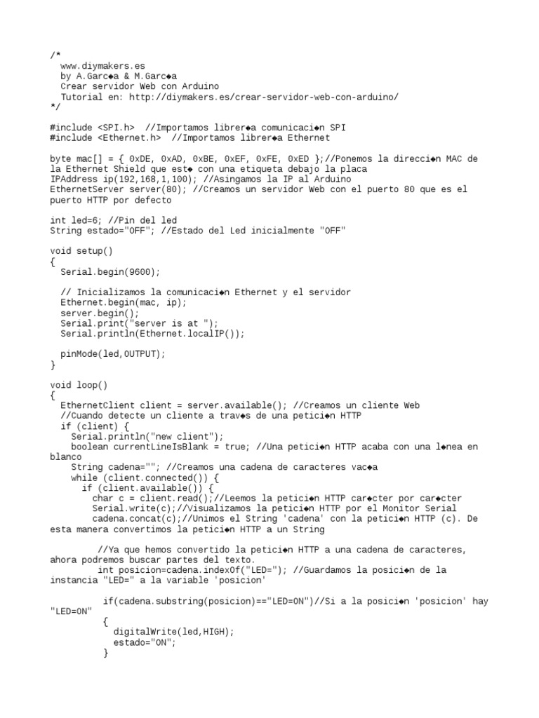Crear Servidor Web Con Arduino | PDF | Servidor web | Internet y web