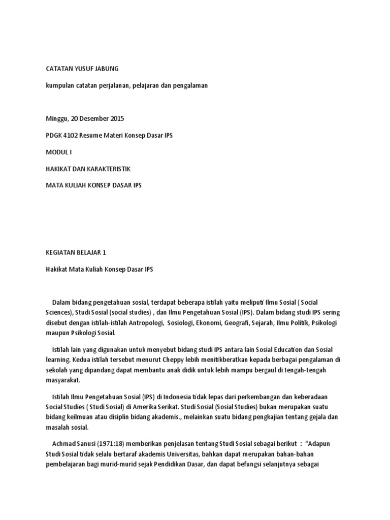 Resume Modul Konsep Dasar Ips | PDF
