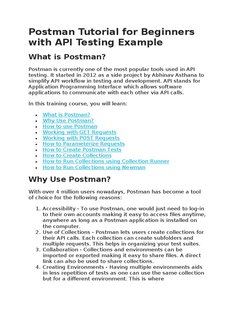 Postman Tutorial For Beginners Pdf Hypertext Transfer Protocol Application Programming