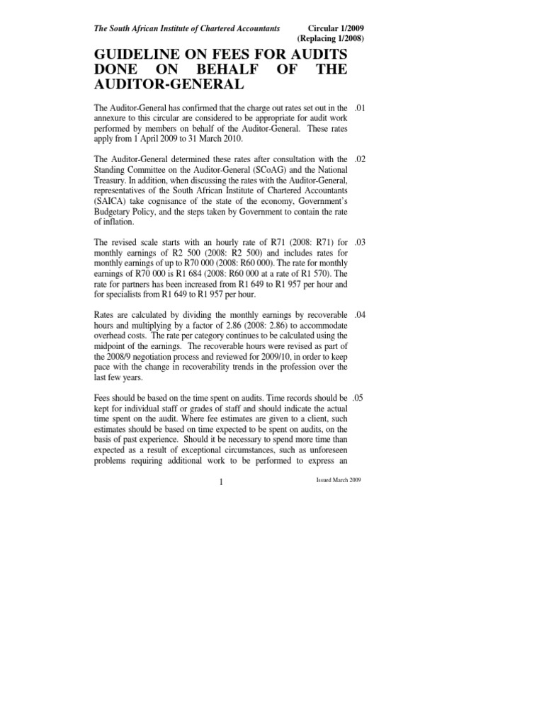 Guideline On Fees For Audits Done On Behalf of The Auditor-General ...