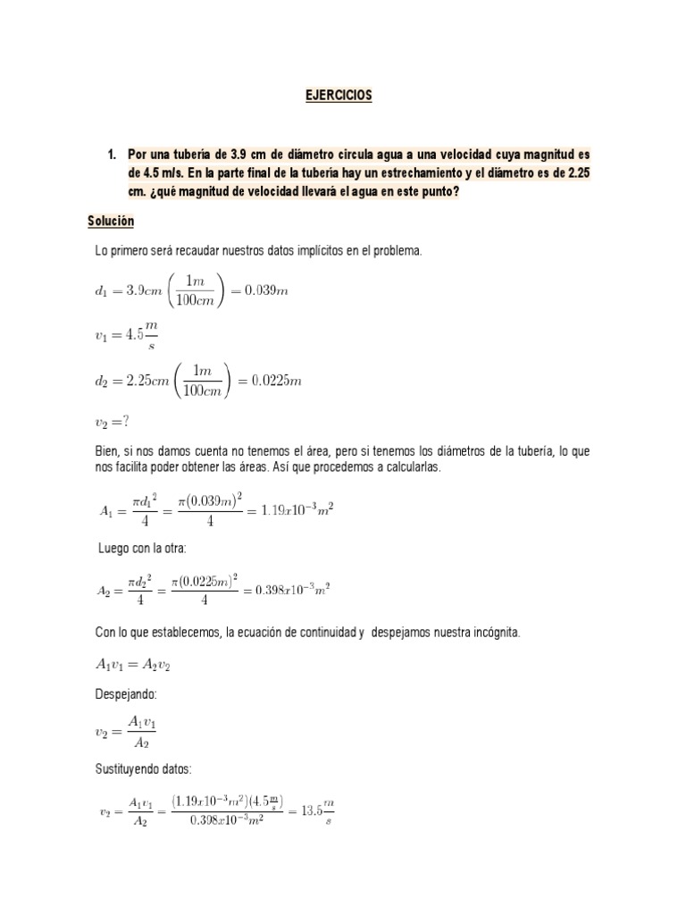 Ejercicios Fluidos PDF | PDF | Descarga (hidrología) | Presión