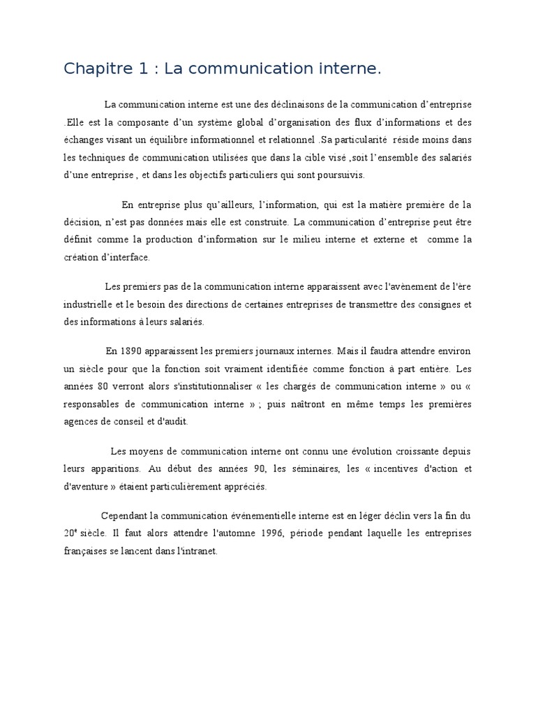 La Communication Interne | PDF | Rétroaction positive | la communication