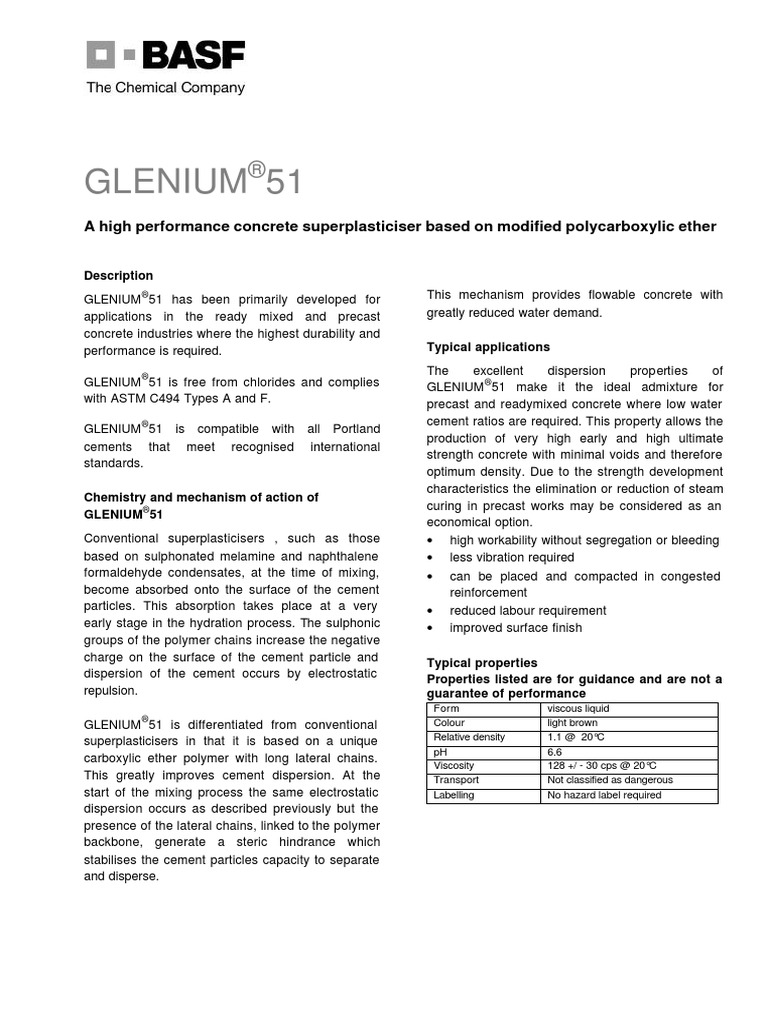 Glenium 51: A High Performance Concrete Superplasticiser Based On ...