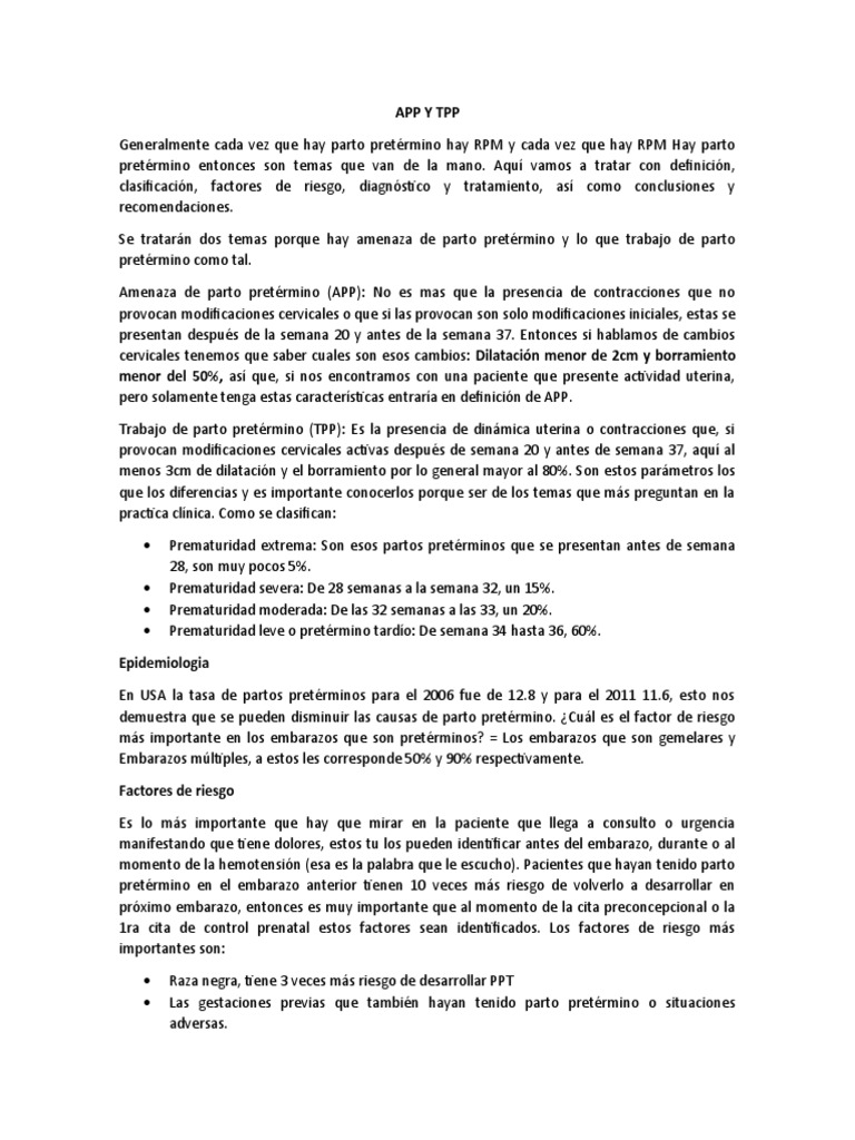 App y TPP | PDF | Parto prematuro | Progesterona