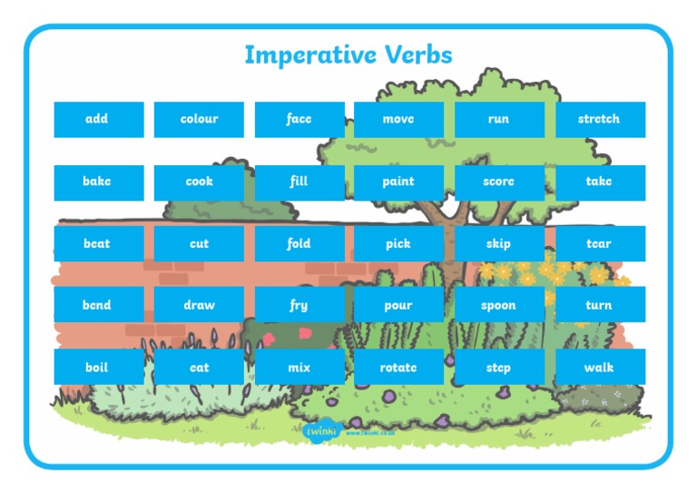 Imperative Verbs Word Mat | PDF