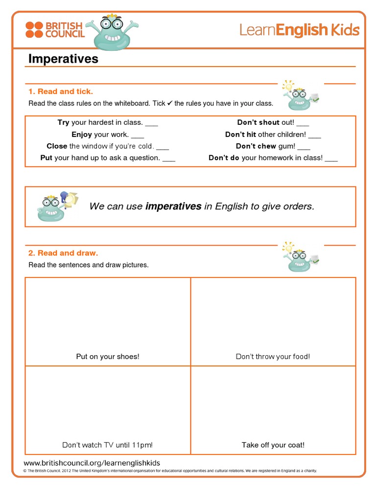 Grammar Imperatives Worksheet and Answer Key | Download Free PDF ...