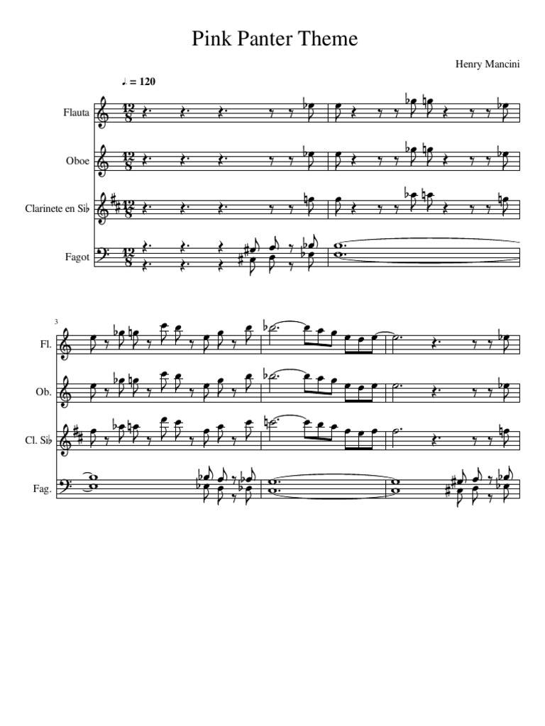Arrangement Pink - Panter - Theme-Partitura - y - Partes | PDF ...