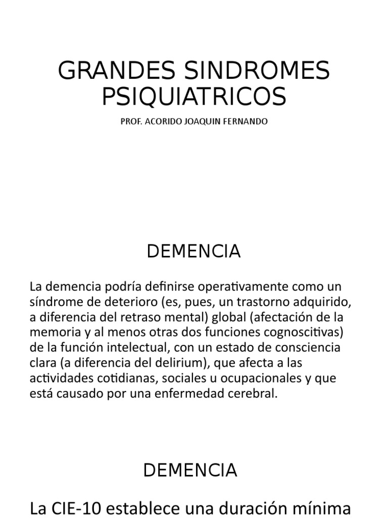 Grandes Sindromes Psiquiatricos | PDF