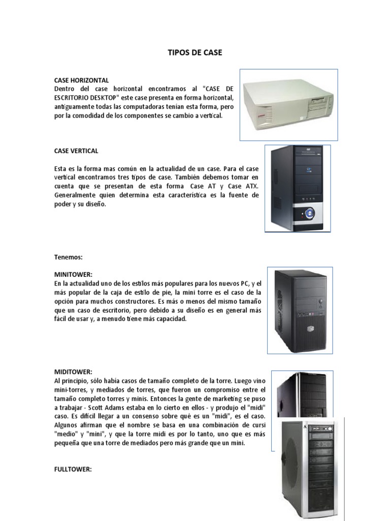 Tipos de Case | PDF | Memoria de acceso aleatorio | Almacenamiento de ...