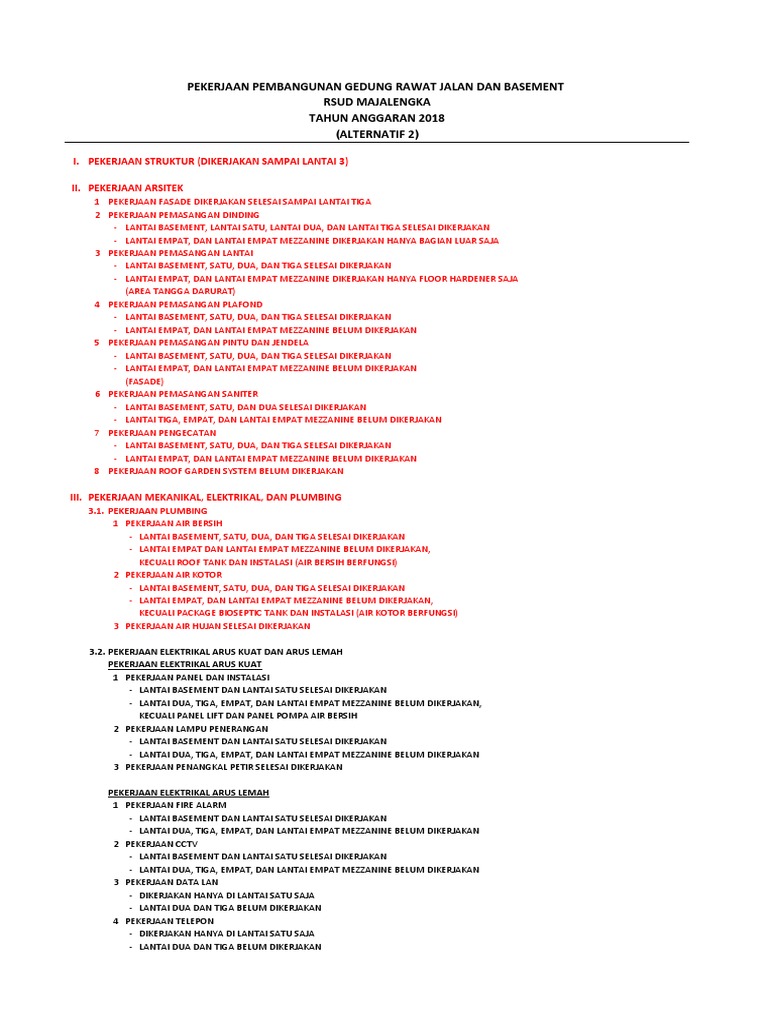 Rab Pembangunan Gedung Rawat Jalan Dan Basement | PDF