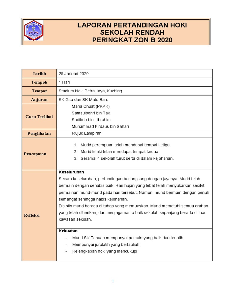 Laporan Hoki SK Tabuan | PDF