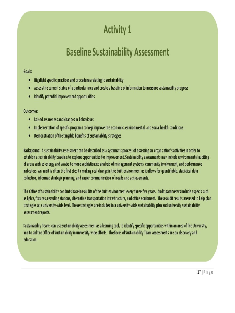 Baseline Sustainability Assessment | PDF | Sustainability | Economies