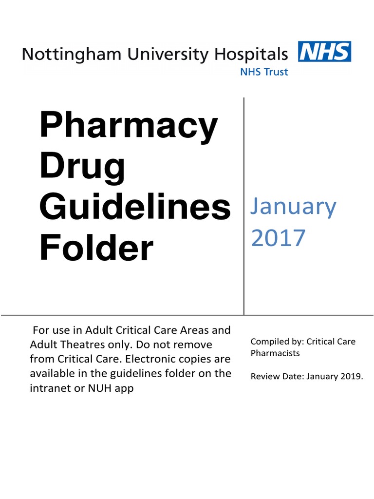 2017 Critical Care Pharmacy Drug Guideline Folder | PDF | Intravenous ...