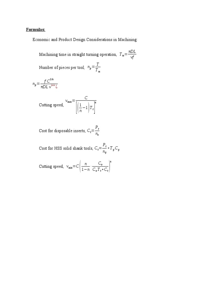 πDL vf T T n fC πDL v v C n T: Formulas | PDF
