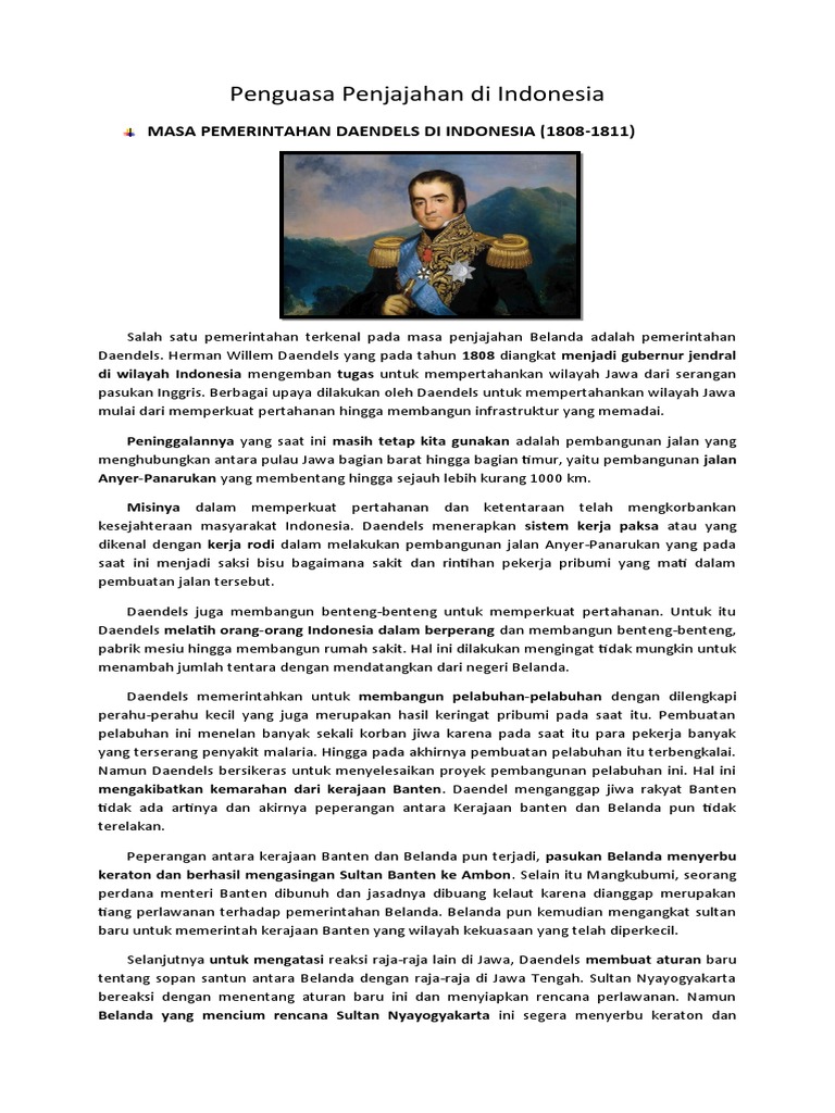 Penguasa Penjajahan Di Indonesia | PDF