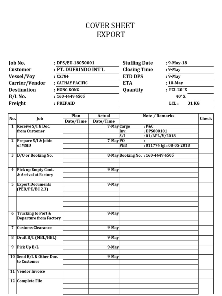 Blank COVER SHEET | PDF | Cargo | Freight Transport