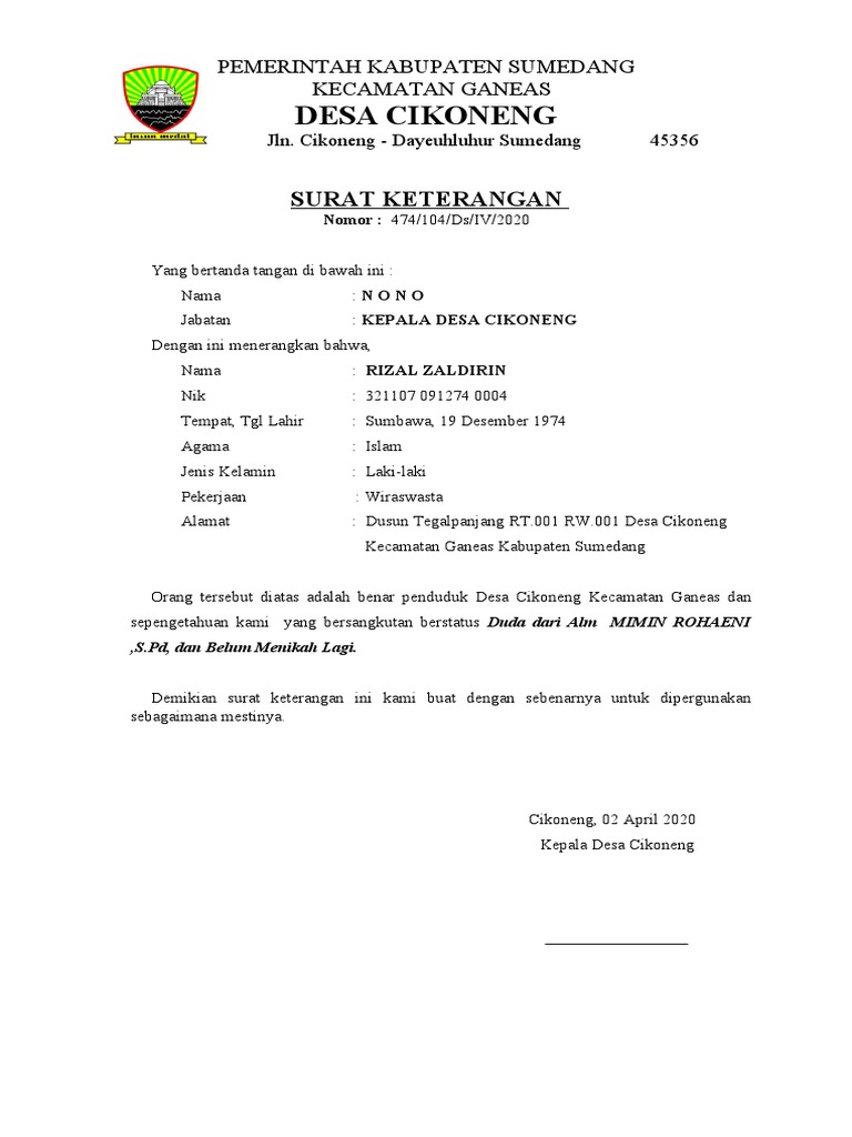 SK Janda Atau Duda | PDF