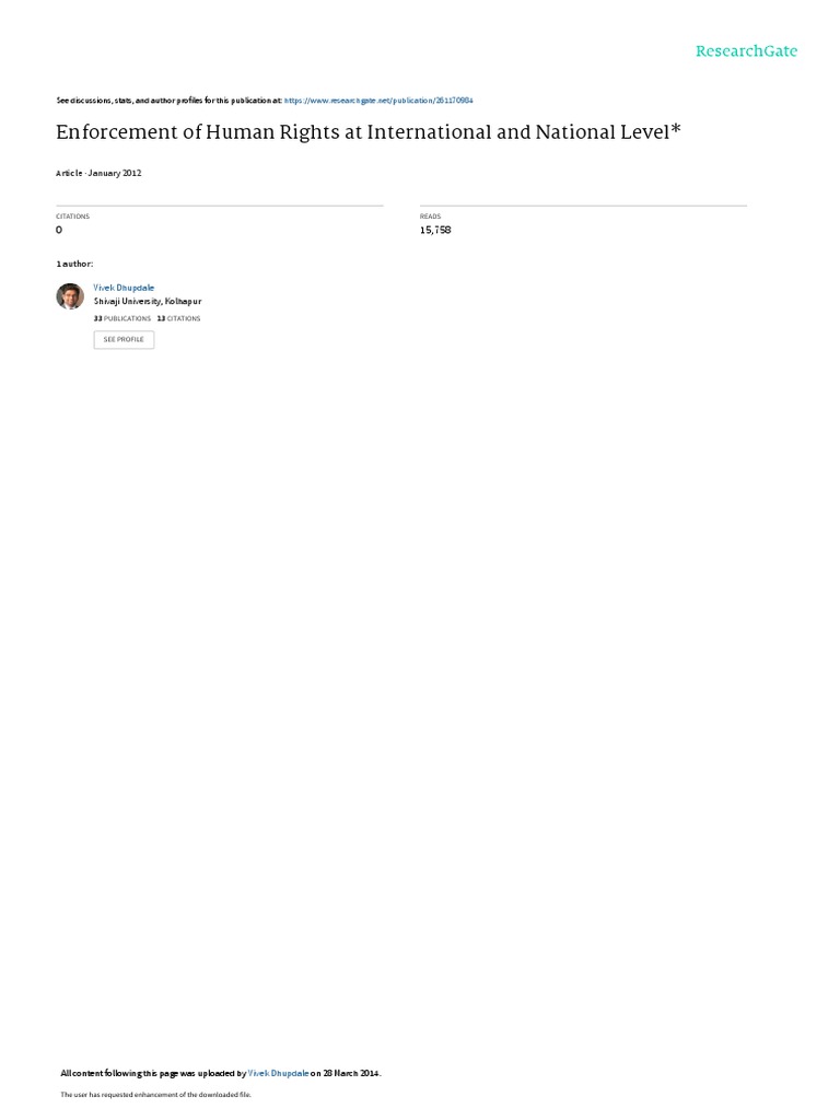 Enforcement of Human Rights at International and National Level | PDF ...