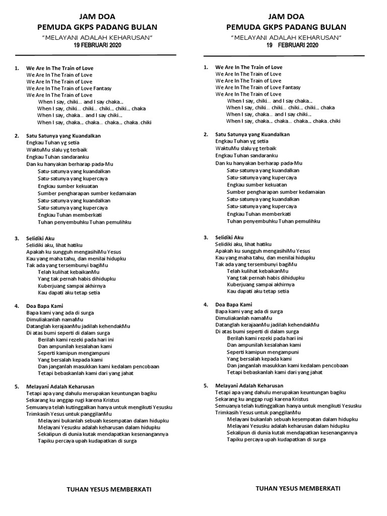 Tata Ibadah Jam Doa | PDF
