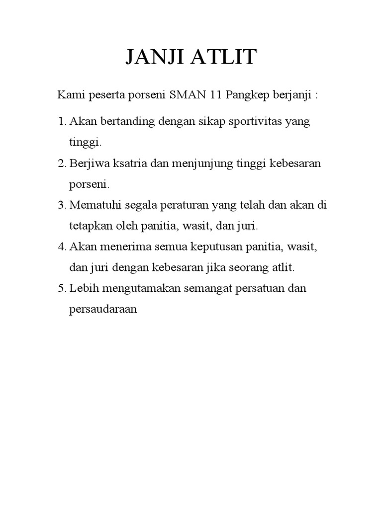 Janji Atlit Porseni | PDF