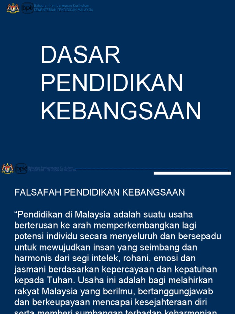Dasar Pendidikan Kebangsaan | PDF