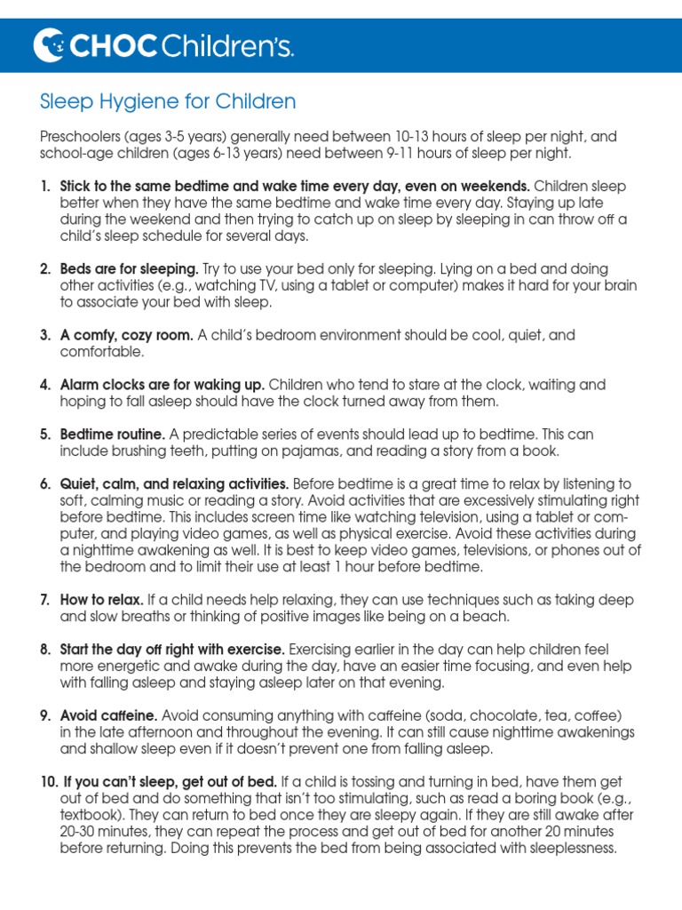 Sleep Hygiene Children Handout PDF | PDF | Sleep | Determinants Of Health