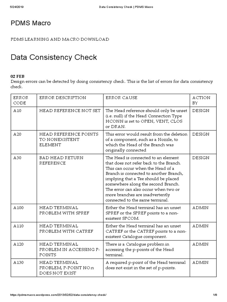Data Consistency Check - PDMS Macro PDF | PDF | Computing And Information Technology