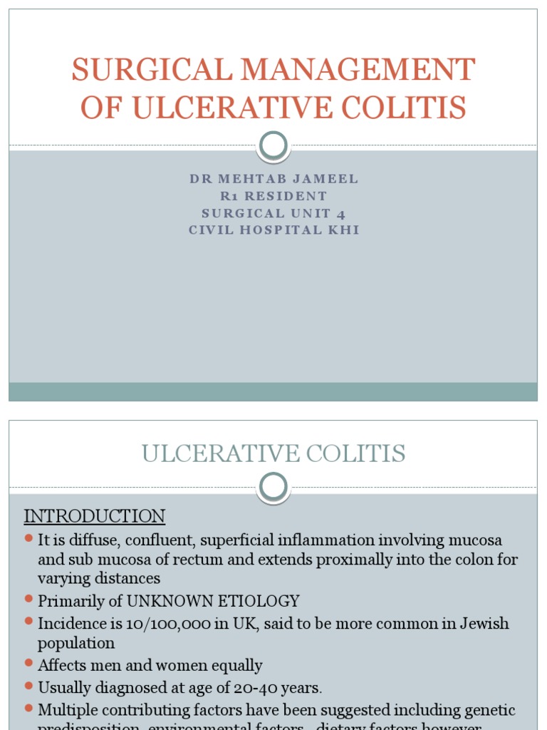Surgical Management of Ulcerative Colitis | PDF | Ulcerative Colitis ...