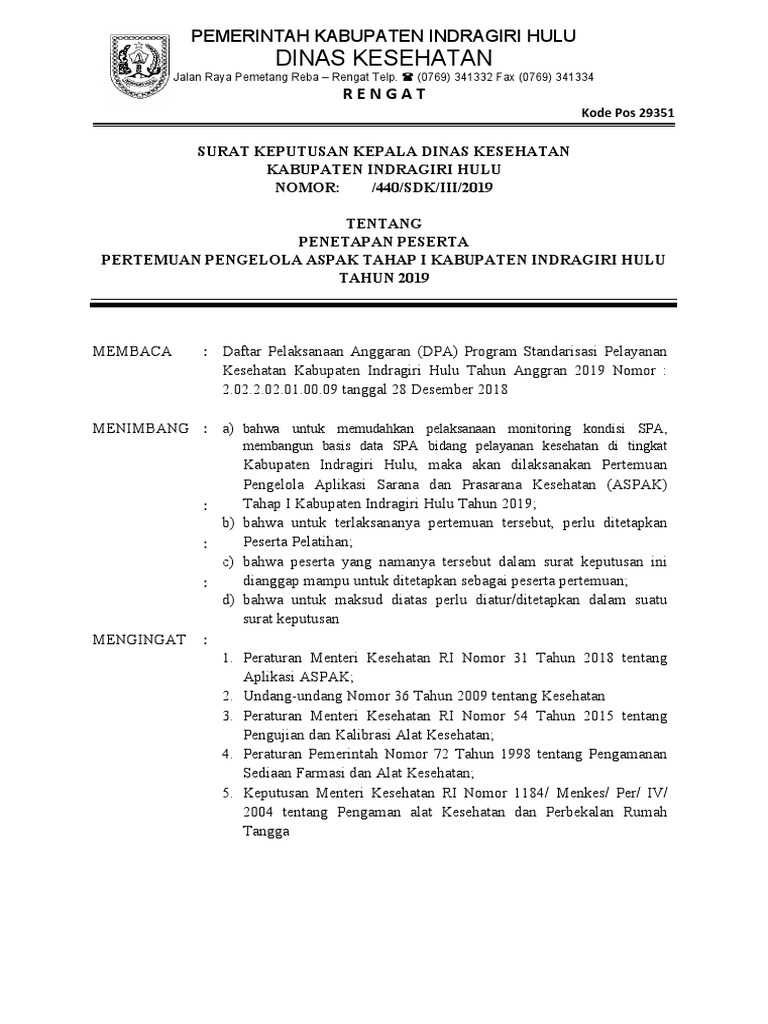 SK Peserta Pelatihan | PDF