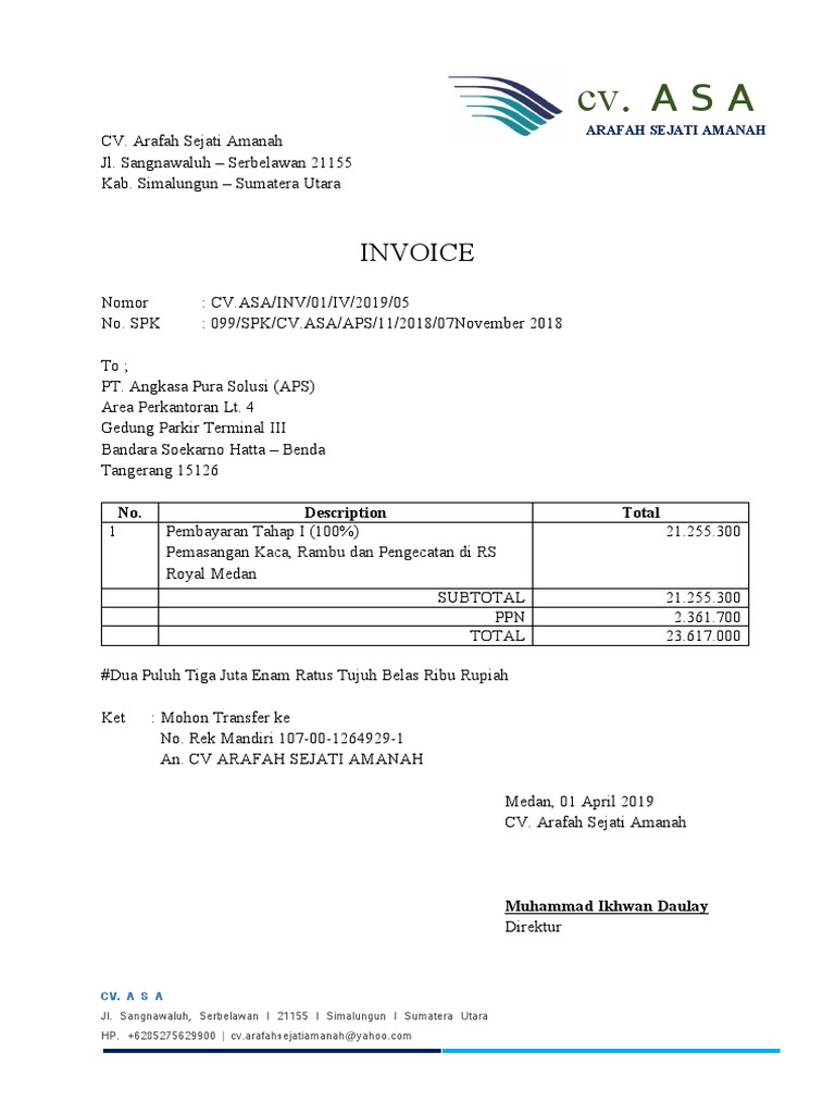 Invoice CV Asa | PDF