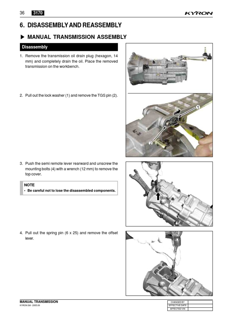 Manual Transmission Disassembly Guide | PDF | Manual Transmission ...