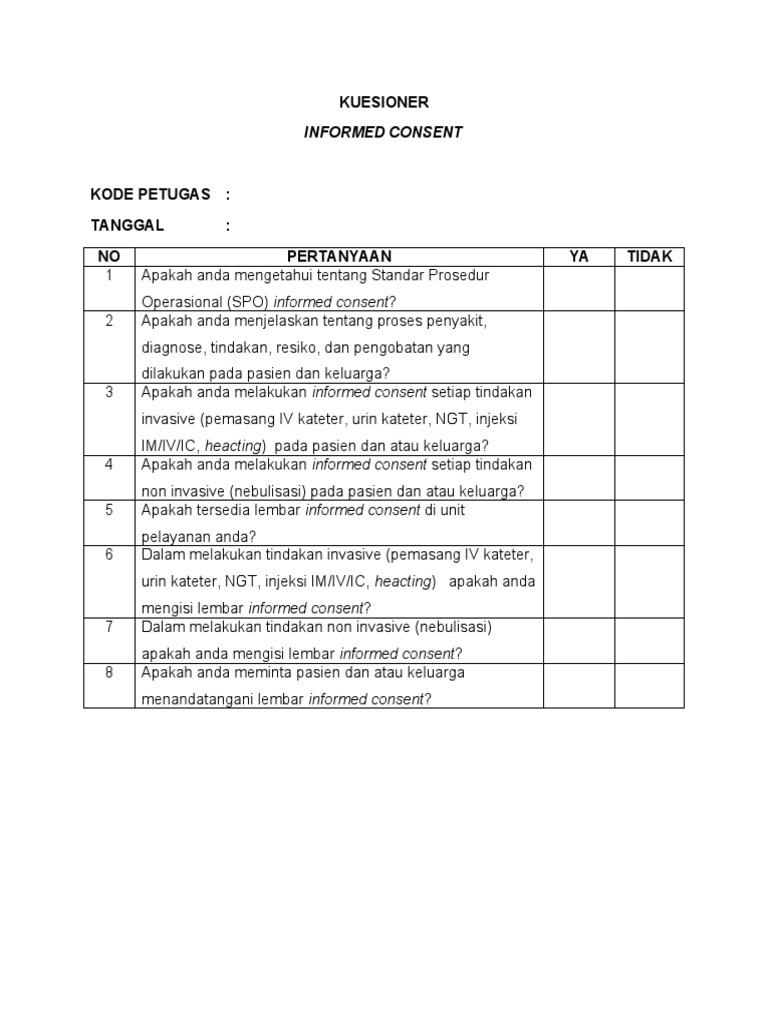 KUESIONER Informed Consent | PDF