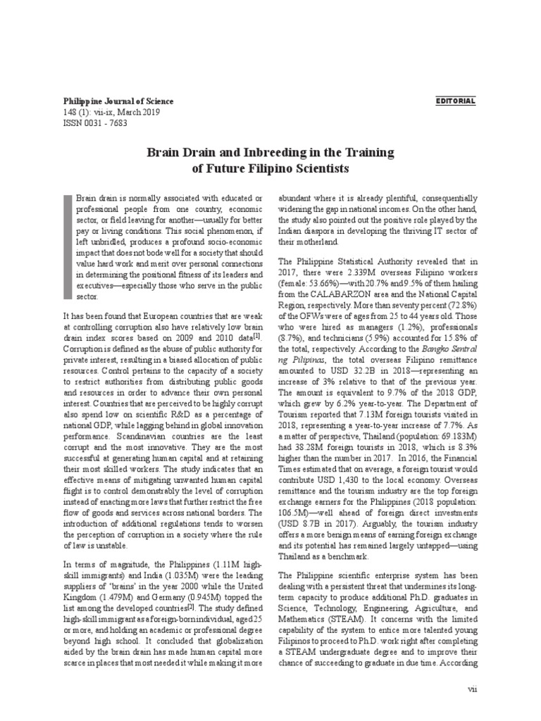 Brain Drain and Inbreeding in The Training of Future Filipino ... Brain Drain and Inbreeding in The Training of Future Filipino ...
