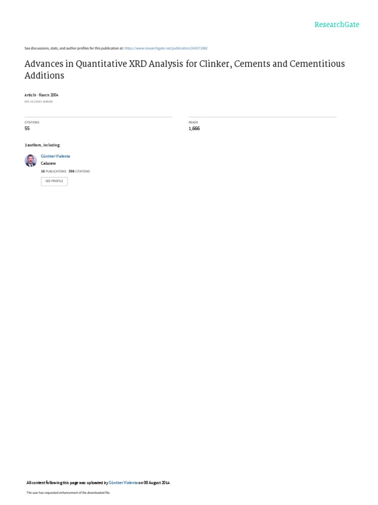 Advances in Quantitative XRD Analysis For Clinker | PDF | X Ray ...