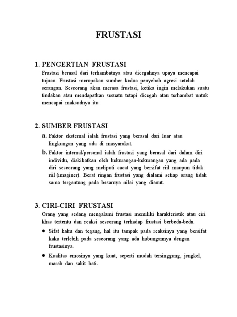 Memahami Frustasi dan Cara Mengatasinya | PDF