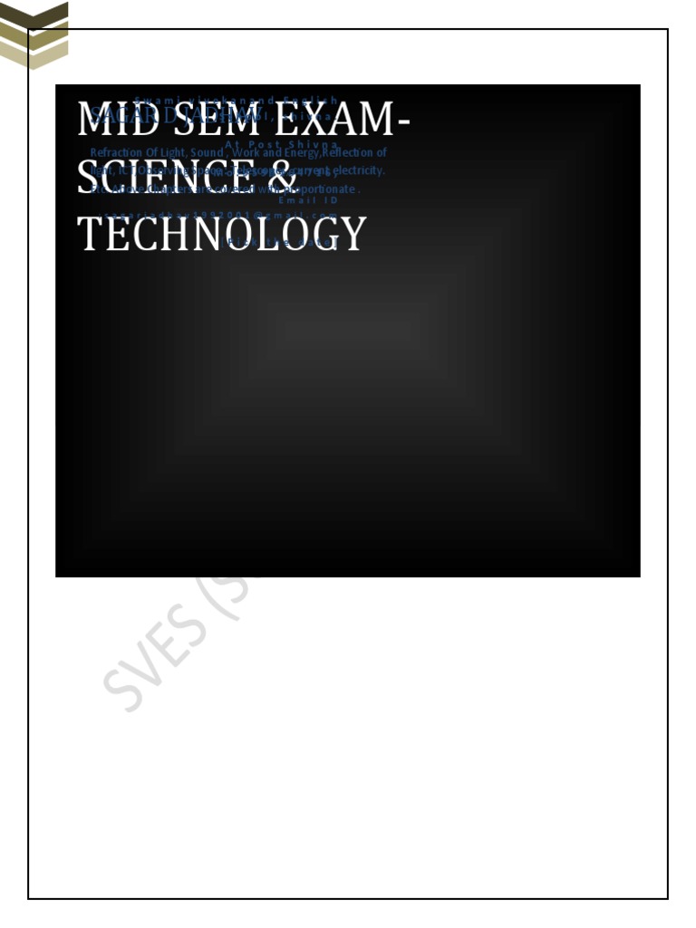 Mid Sem Exam-Science & Technology: Sagar D Jadhav | PDF | Friction | Force
