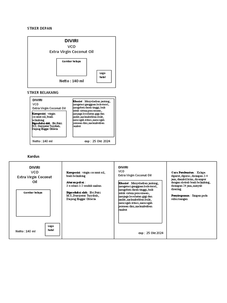 Desain Kemasan dan Label VCO | PDF