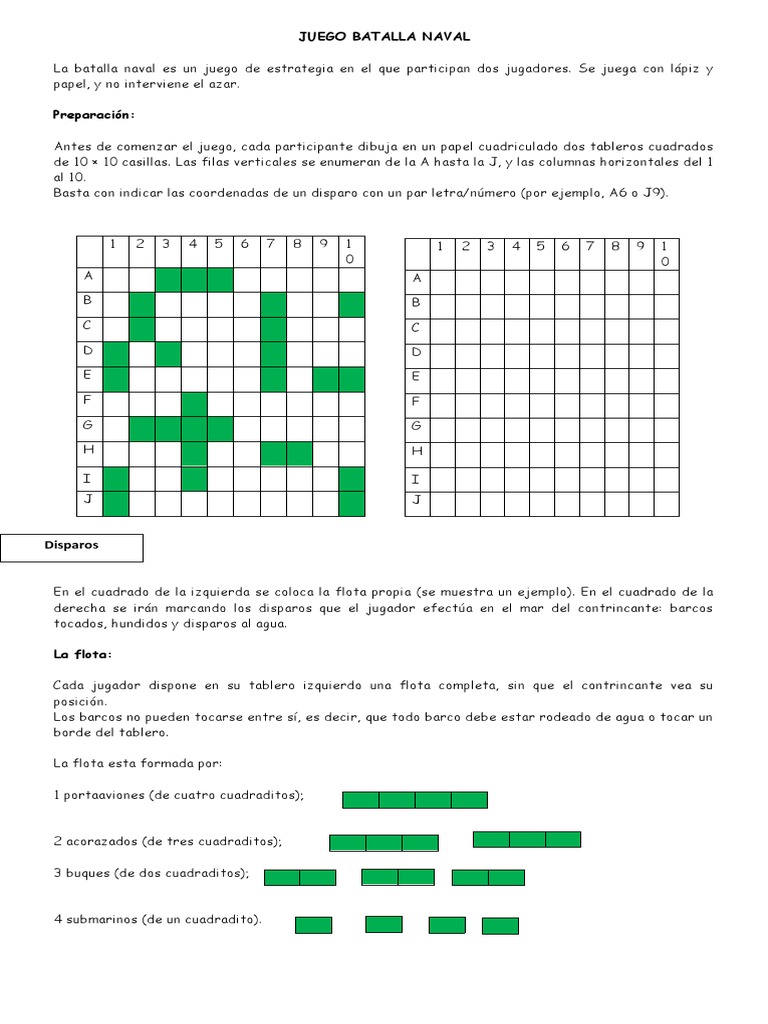 Cómo jugar a la batalla naval en papel | PDF | Buques | Guerra Naval