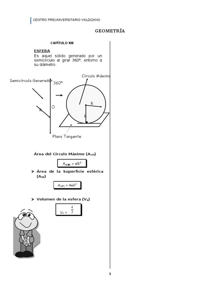 Geometría Esférica Preuniversitaria | PDF | Esfera | Pi