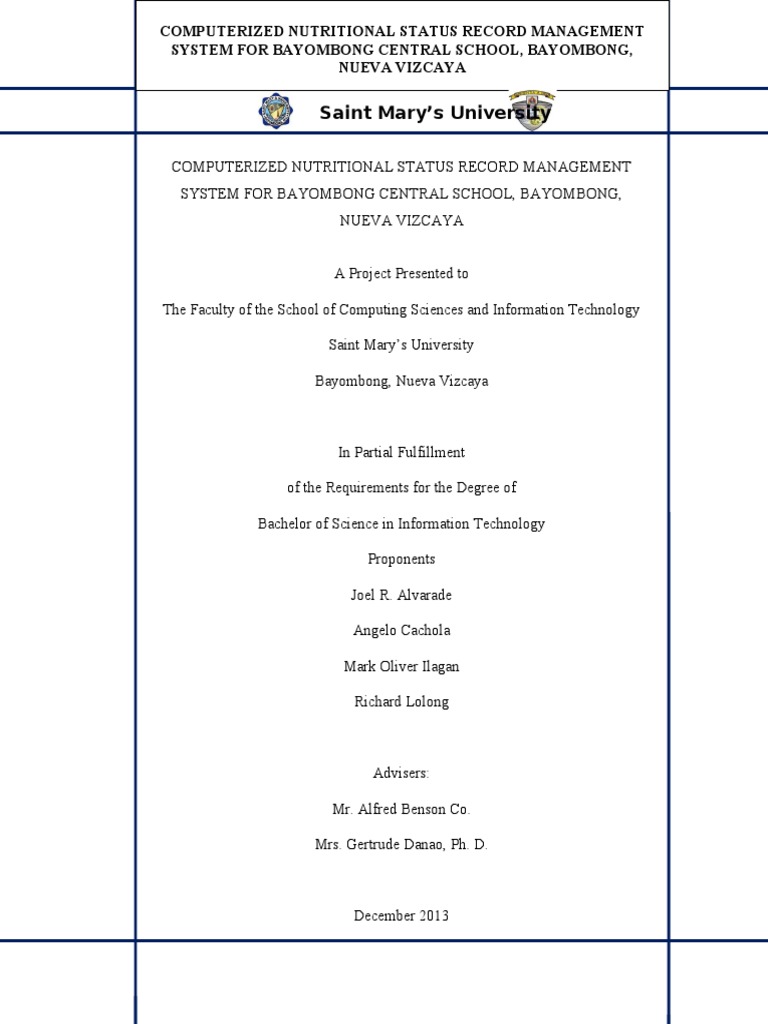 Nutritional Record System for Schools | PDF | Use Case | Doctor Of ...