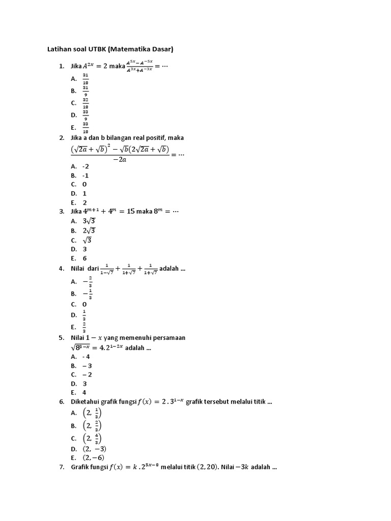Latihan Soal UTBK (Eksponen) | PDF | Metode & Bahan Ajar