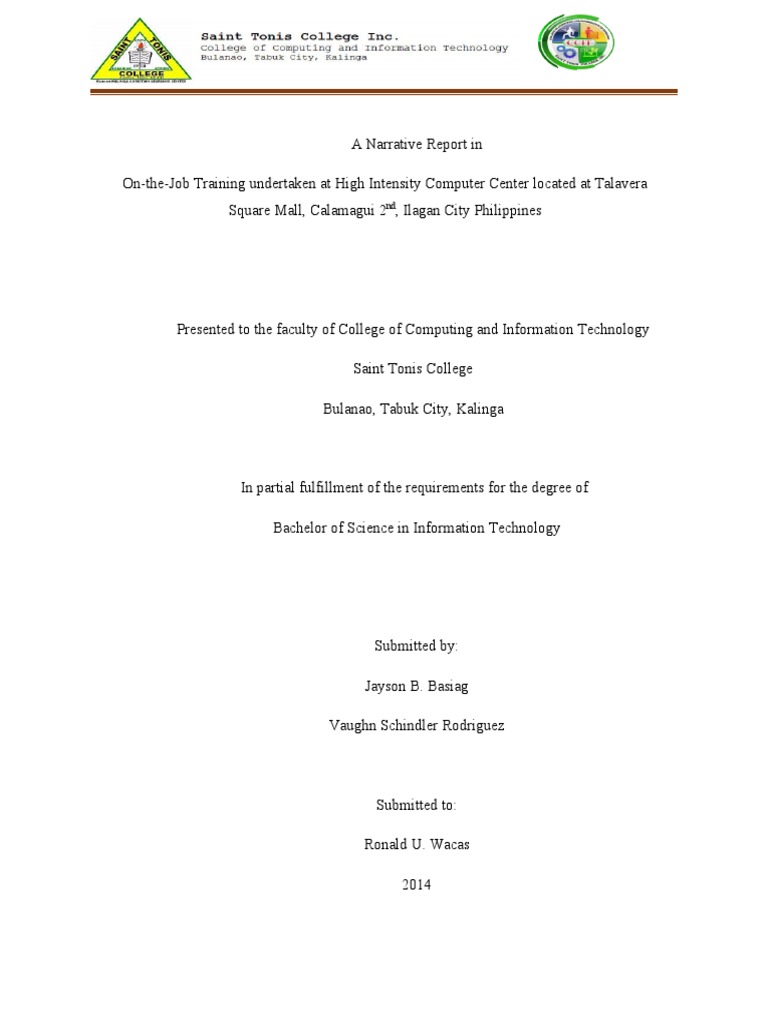 Narrative Report in OJT | PDF | Cognition | Business