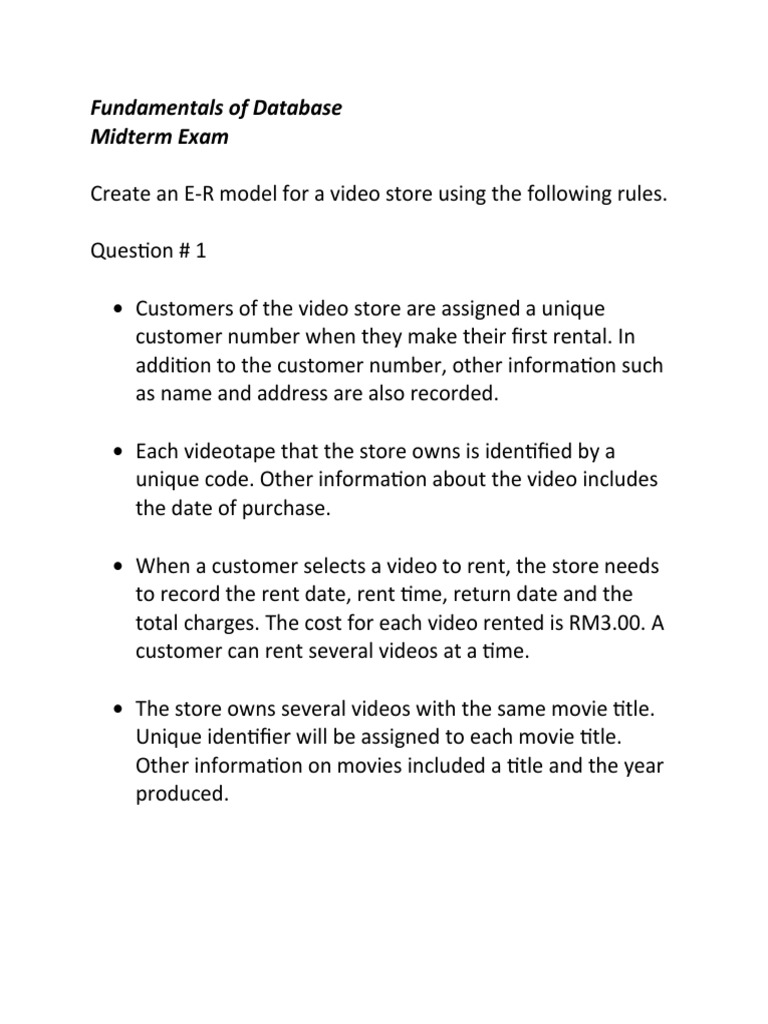 Fundamentals of Database Midterm Exam | PDF Fundamentals of Database Midterm Exam | PDF